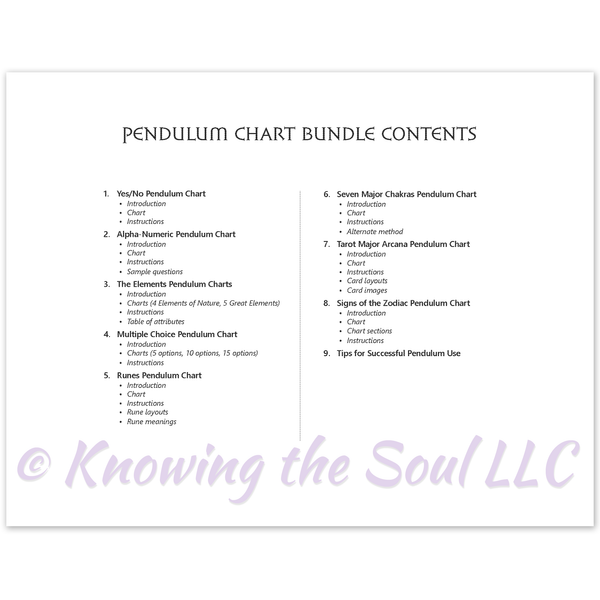 Printable Pendulum Charts Bundle - All 11 Charts for one great price ...